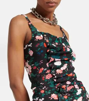 Rabanne Ruched Floral Viscose Top