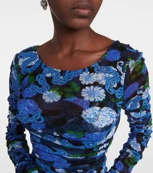 Diane Von Furstenberg Corinne Printed Mesh Midi Dress