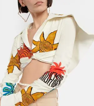Jacquemus La Chemise Meio Printed Cropped Shirt