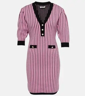 Alessandra Rich Pinstriped Knit Minidress - Pink