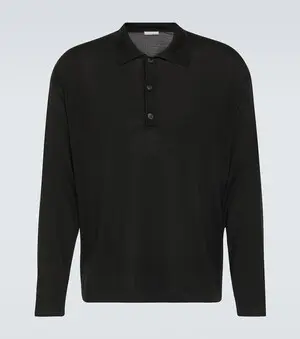 THE ROW Djon Wool Polo Sweater - Black