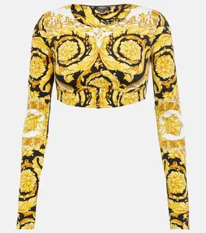Versace Barocco Print Cropped Top