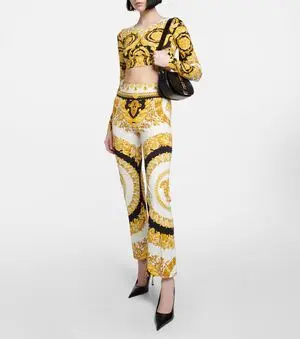 Versace Barocco Print Cropped Top