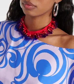 Dries Van Noten Embellished Printed Silk-blend Blouse