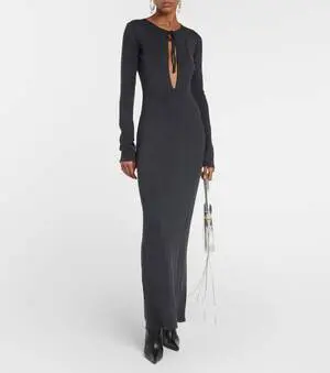 Magda Butrym Cutout Silk Maxi Dress In Dark