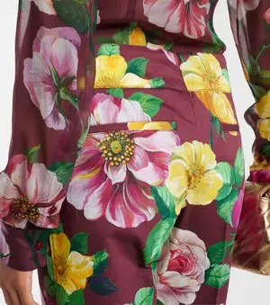 Dolce & Gabbana Floral Print Cotton-blend Low-rise Trousers