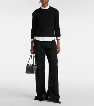 JIL SANDER Ribbed Alpaca Wool Blend Crew Neck Sweater