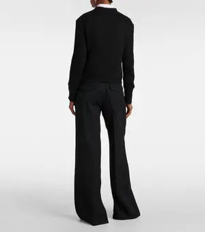 JIL SANDER Ribbed Alpaca Wool Blend Crew Neck Sweater