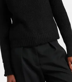 JIL SANDER Ribbed Alpaca Wool Blend Crew Neck Sweater