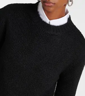 JIL SANDER Ribbed Alpaca Wool Blend Crew Neck Sweater