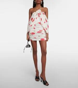 Magda Butrym Floral Appliqué Ruched Mini Dress