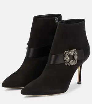Manolo Blahnik Embellished Suede Ankle Boots