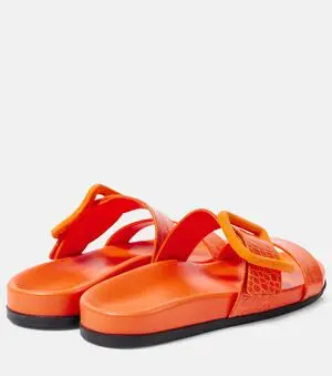 Manolo Blahnik Mayfu Leather Slides