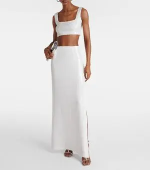 Galvan Beating Heart Sequined Maxi Skirt - White
