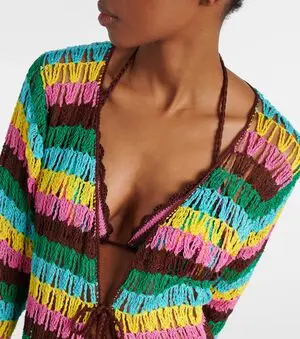 Anna Kosturova Striped Crochet Cotton Beach Cover-up