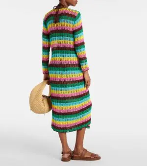 Anna Kosturova Striped Crochet Cotton Beach Cover-up