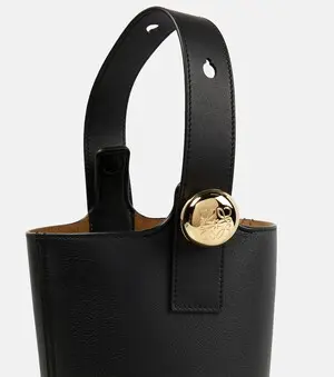 Loewe Pebble Mini Leather Bucket Bag - Black