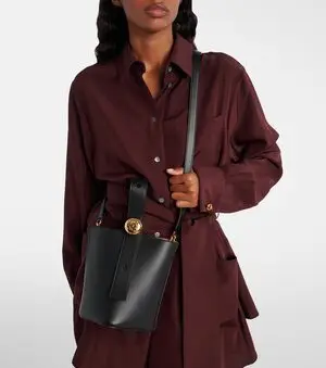 Loewe Pebble Mini Leather Bucket Bag - Black