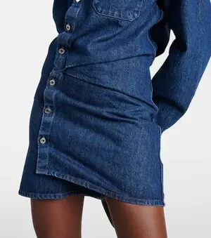 Off-White Asymmetric Denim Shirt Dress