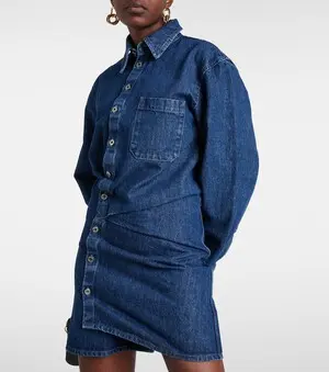 Off-White Asymmetric Denim Shirt Dress