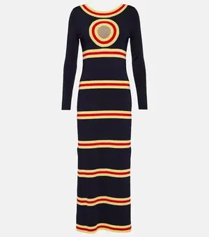 Rabanne Striped Maxi Dress With Cut-out Detail