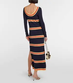 Rabanne Striped Maxi Dress With Cut-out Detail
