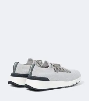 Brunello Cucinelli Leather-trimmed Knitted Sneakers