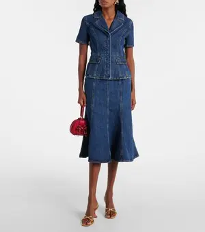 SELF-PORTRAIT Denim Midi Dress