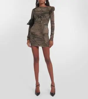 Blumarine Printed Off-shoulder Minidress