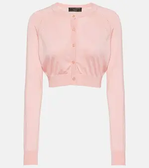 Dolce & Gabbana Cropped Silk Cardigan - Pink