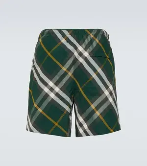 Burberry Check Swim Trunks - Green