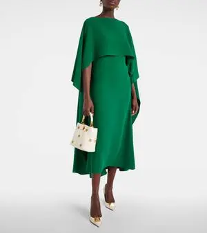 Valentino Garavani Cape Effect Silk Midi Dress