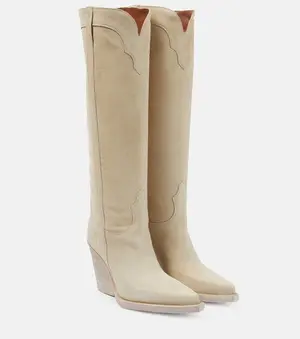 Paris Texas El Dorado Suede Knee-high Boots - Beige
