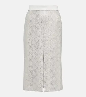 JACQUES WEI Sequined Midi Skirt - Silver