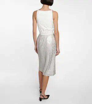 JACQUES WEI Sequined Snake-effect Midi Skirt