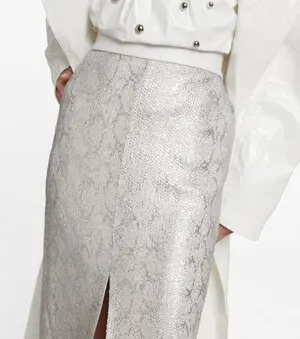 JACQUES WEI Sequined Snake-effect Midi Skirt