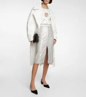 JACQUES WEI Sequined Snake-effect Midi Skirt