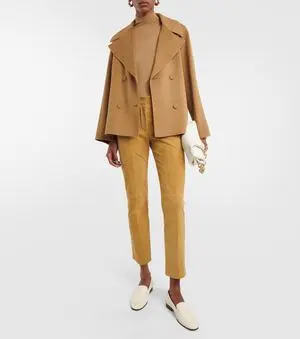 JOSEPH Coleman Suede Cropped Pants - Beige