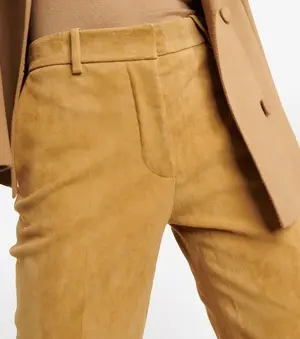 JOSEPH Coleman Suede Cropped Pants - Beige