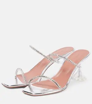 Amina Muaddi Gilda Embellished Pvc Mules