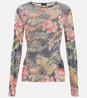 Etro Floral Print Mesh Top - Multicoloured