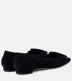 Manolo Blahnik Maysale Flat Ballet Pumps In Velvet