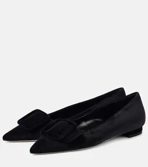 Manolo Blahnik Maysale Flat Ballet Pumps In Velvet