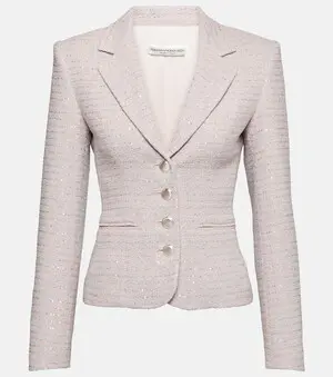 Alessandra Rich Sequined Single-breasted Tweed Blazer - Multicoloured