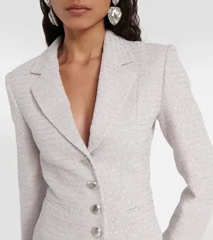 Alessandra Rich Sequined Single-breasted Tweed Blazer