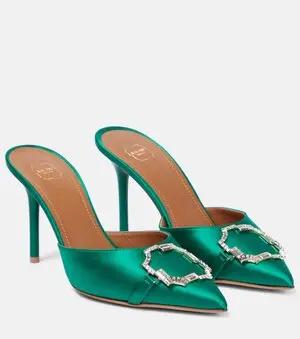 MALONE SOULIERS Missy 85 Embellished Mules - Green