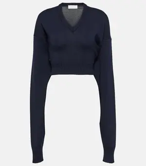 Sportmax Cropped Wool V-neck Sweater