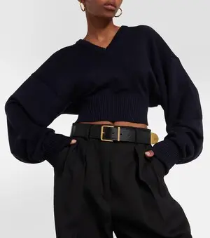 Sportmax Cropped Wool V-neck Sweater
