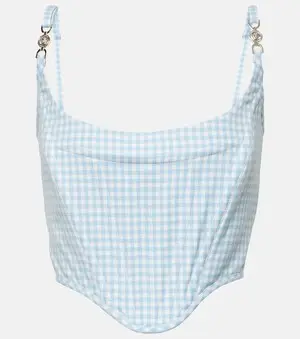 Versace Medusa '95 Gingham Virgin Wool Bustier - Blue