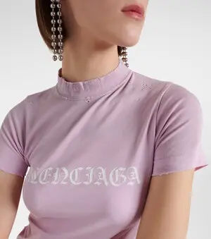 Balenciaga Cropped Cotton Jersey T-shirt